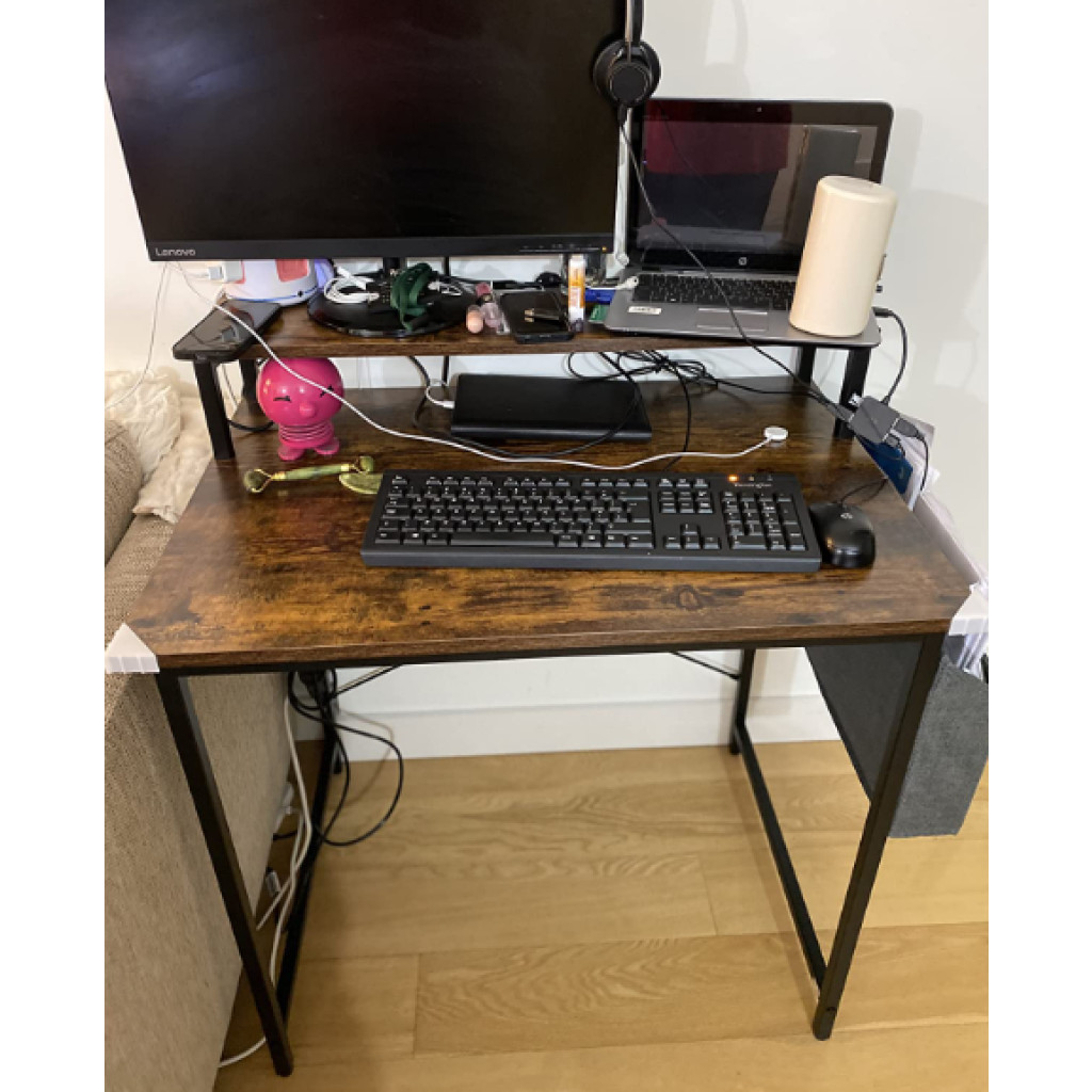 Small Computer Desk Rustic Storage Workstation Vintage Industrial ...