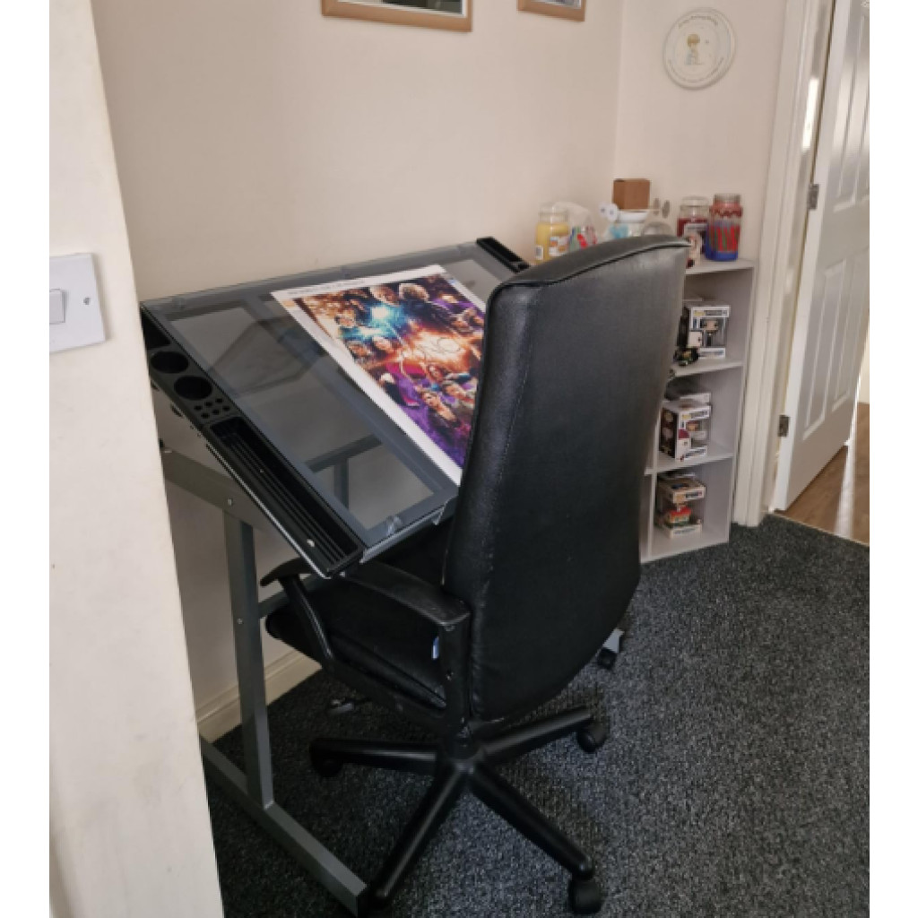 Adjustable Drawing Table Metal Storage Drafting Desk Compact Craft ...