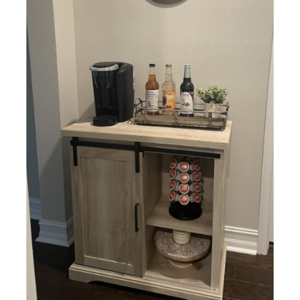 Rustic Side Cabinet Farmhouse Sliding Door Cupboard Modern Storage ...