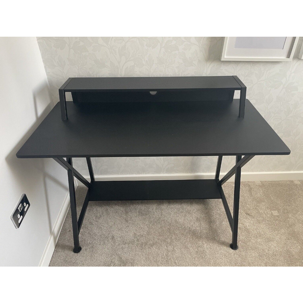 Racing Gaming Desk Black Metal Computer PC Laptop Workstation Writing ...