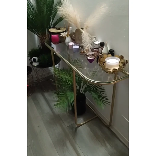 Modern Console Table Half Moon Gold Hallway Glass Side End Furniture ...