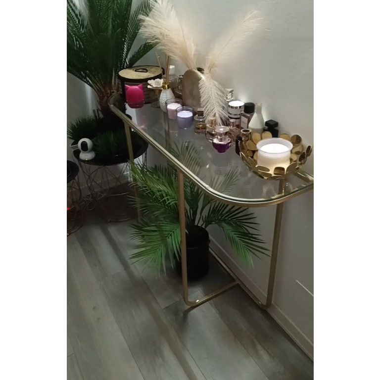 Modern Console Table Half Moon Gold Hallway Glass Side End Furniture ...