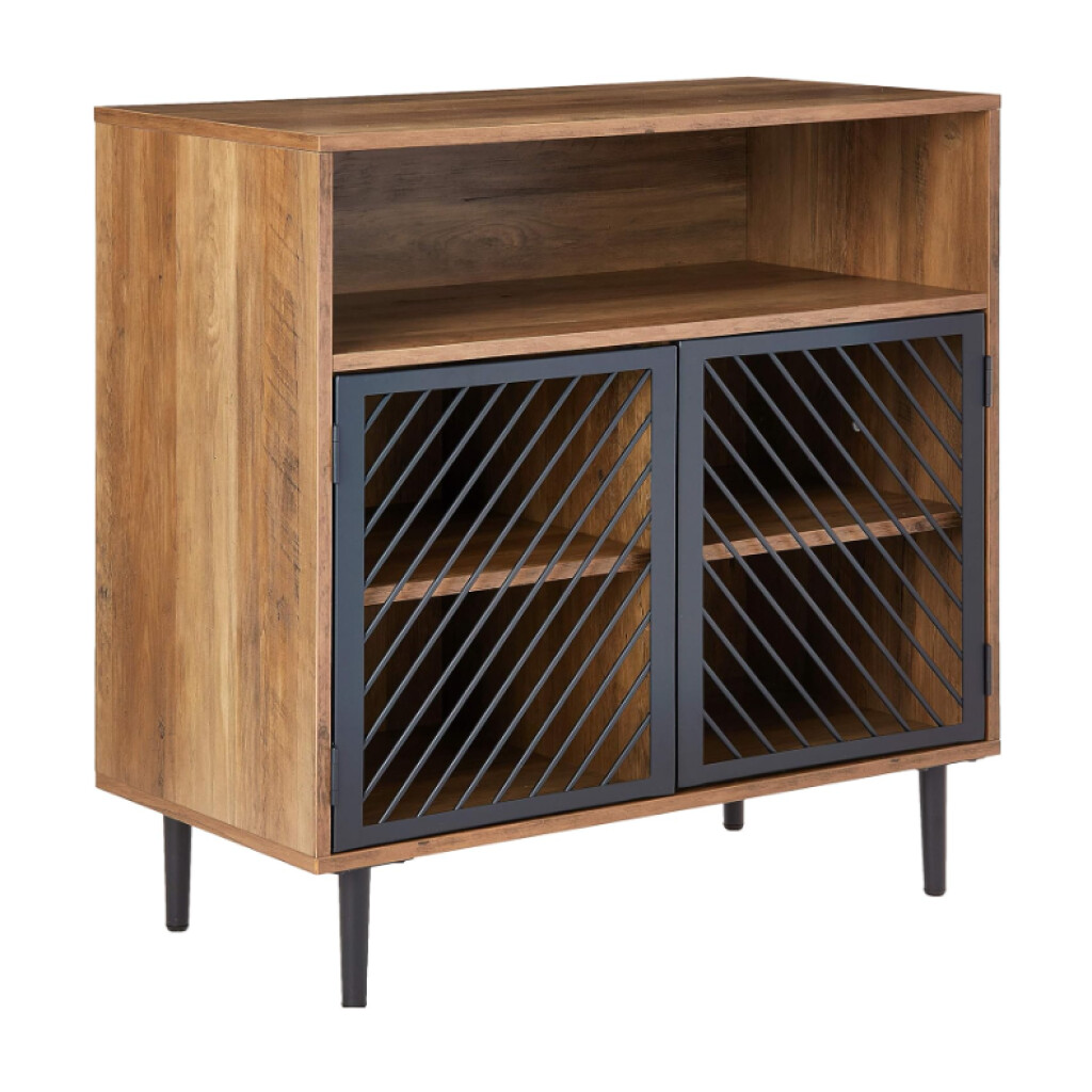 Modern Side Cabinet Mid Century Style Display Unit Metal Door Cupboard ...