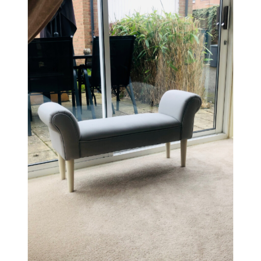 Small Chaise Lounge Bedroom End Bed Chair Upholstered Window Seat ...