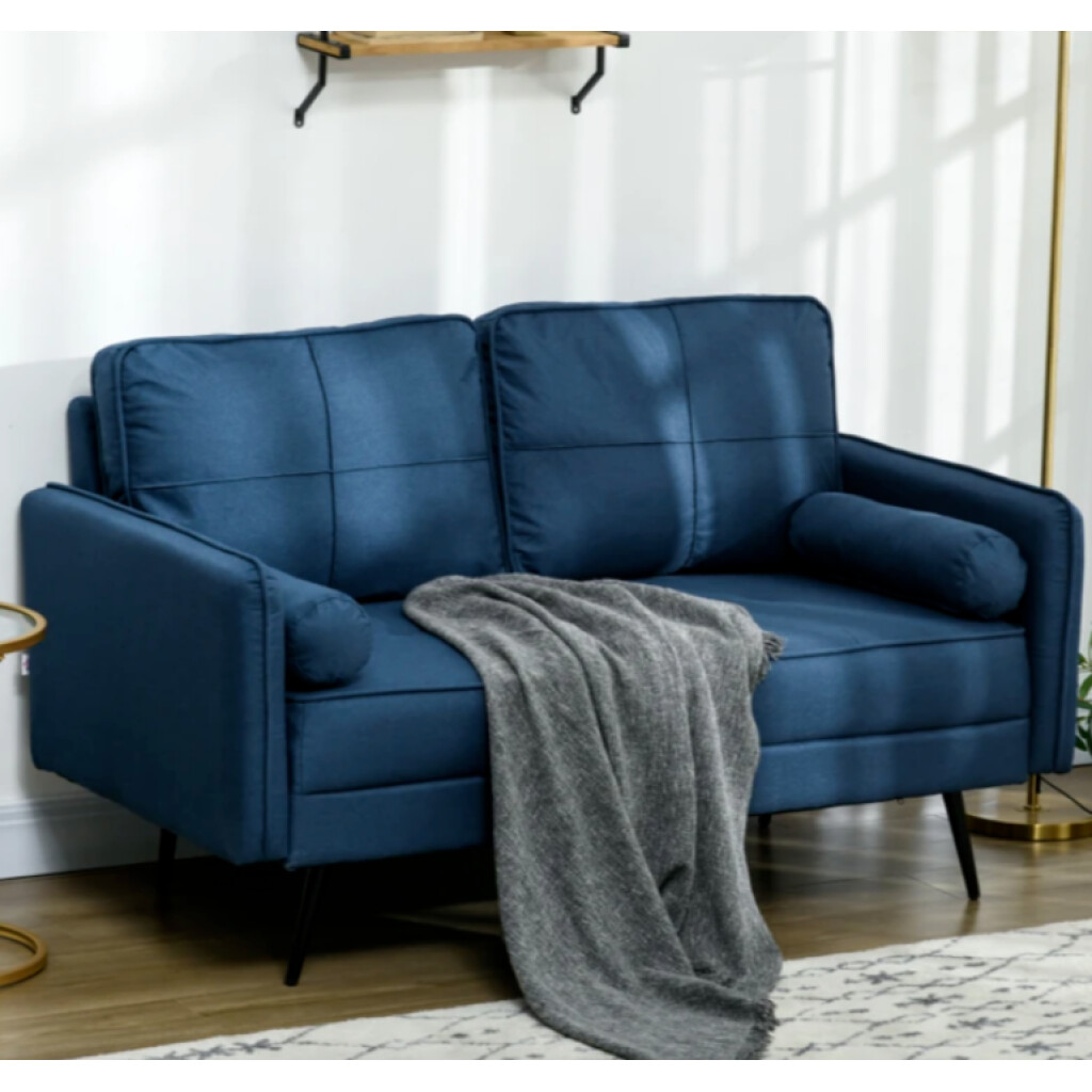 2 Seater Sofa Small Upholstered Loveseat Vintage Retro Couch Double ...