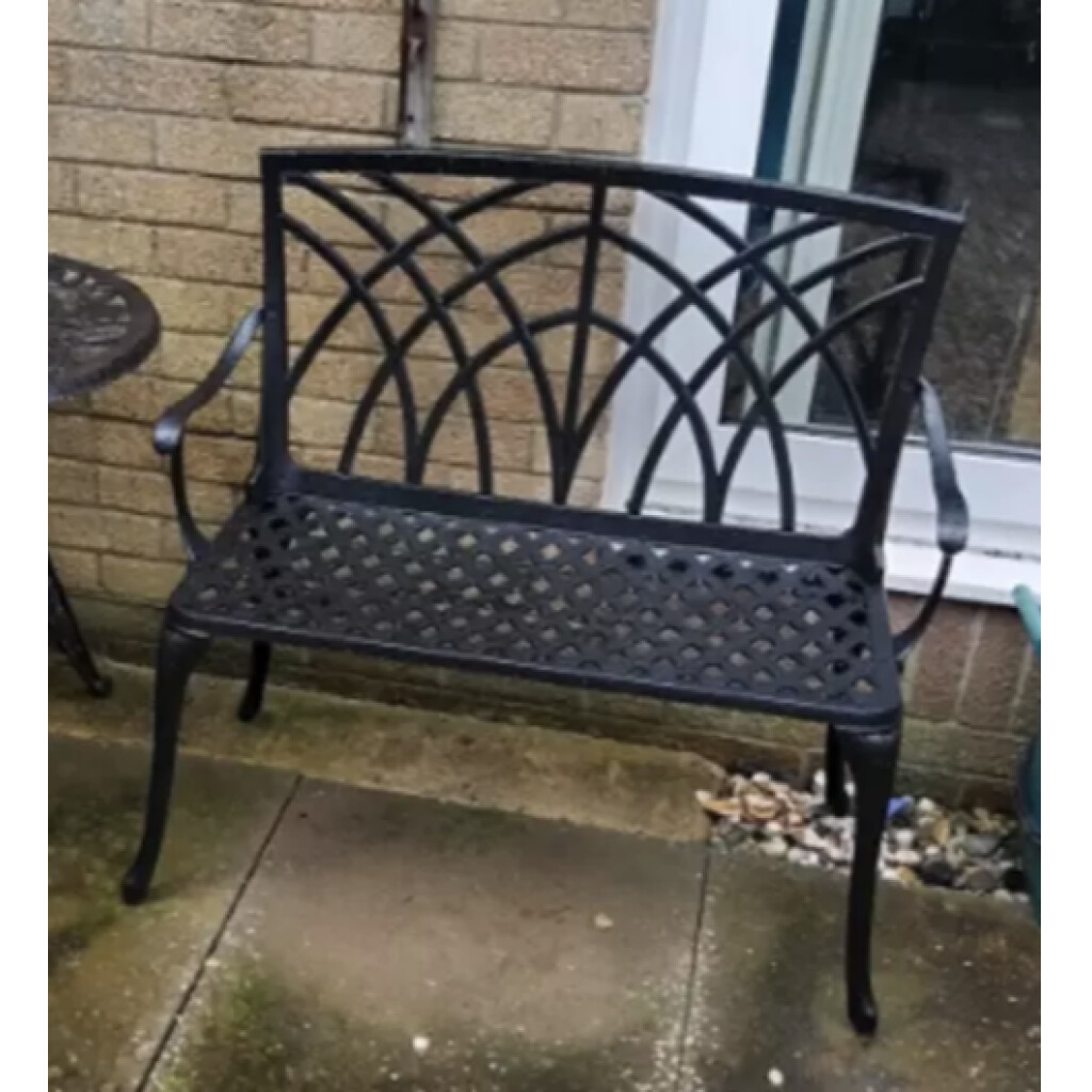 Cast Aluminium Bench Vintage French Style Small 2 Seater Garden Patio ...