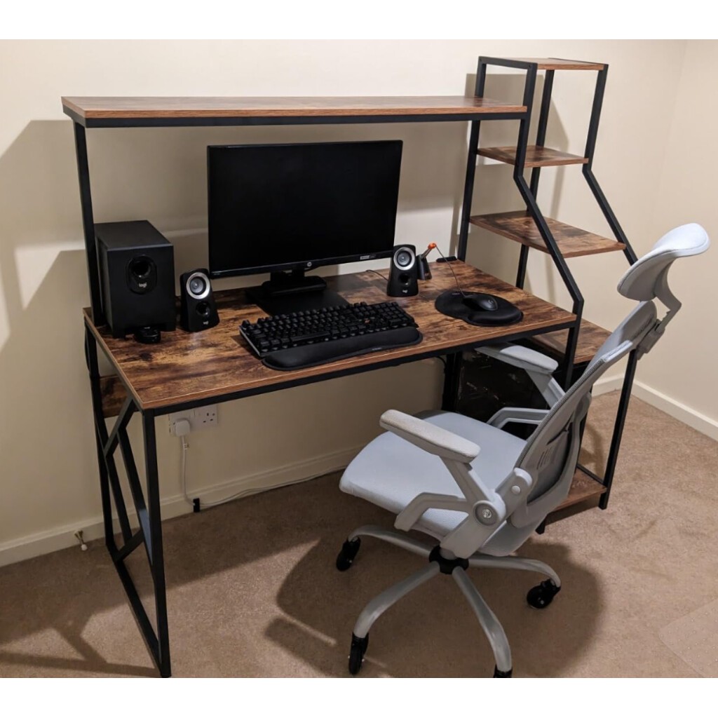 Large Computer Desk Vintage Industrial Workstation Rustic Office Gaming ...