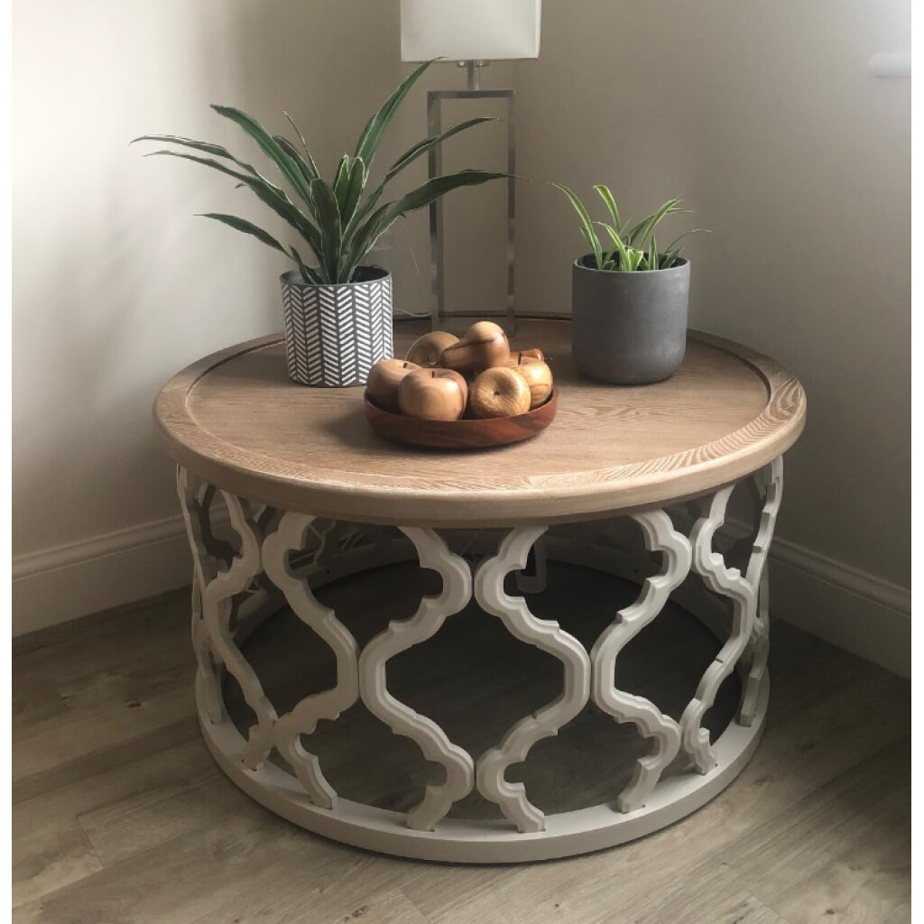 French Coffee Table Vintage Round Shabby Chic Wooden Side End Country ...