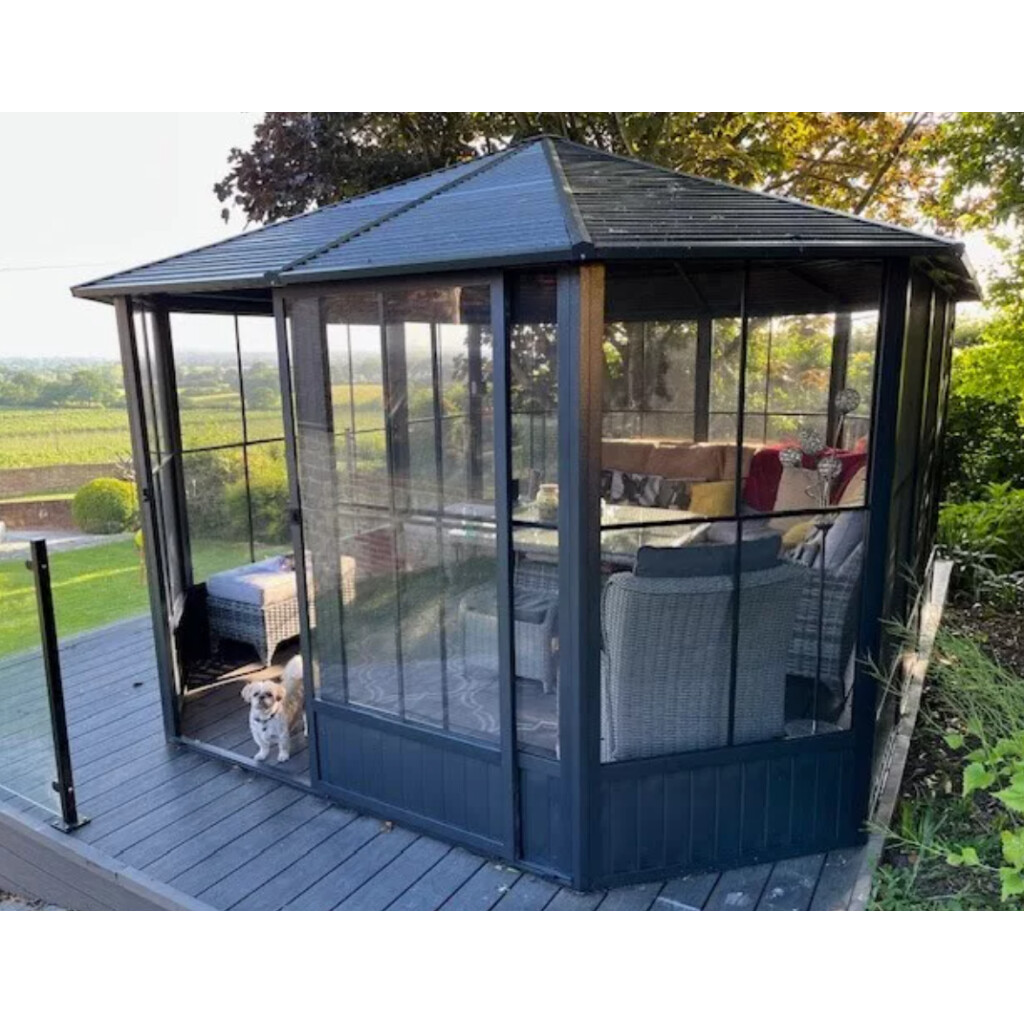 Garden Summer House Outdoor Patio Shed Large Gazebo Structure Aluminium ...